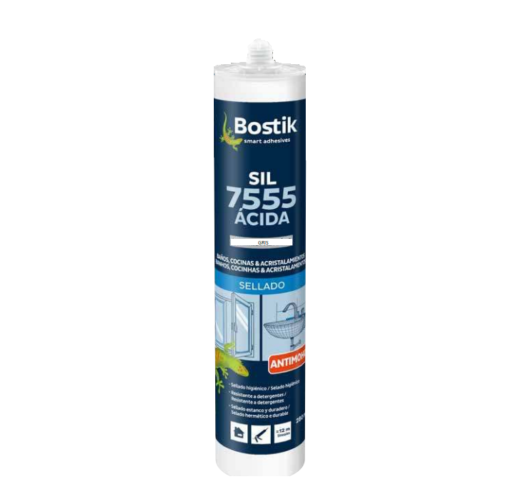 Casle - Bostik Sil 7555 Ácida Gris Cartuchos 280 ML/C12. /30606982/